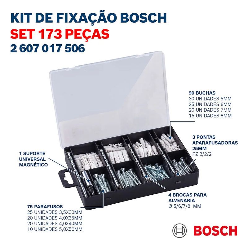 Jogo para Fixação 173 Peças - 2607017506 - BOSCH